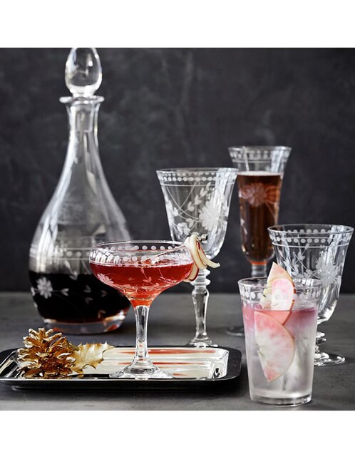 Copa para vino tinto Vintage Etched de vidrio 5